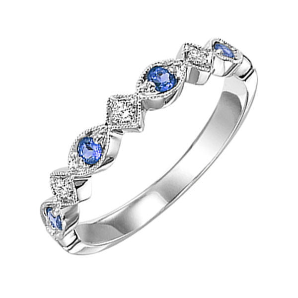 14Kt White Gold Diamond 1/20Ctw & Sapphire 1/6Ctw Ring – Diamond Vault ...