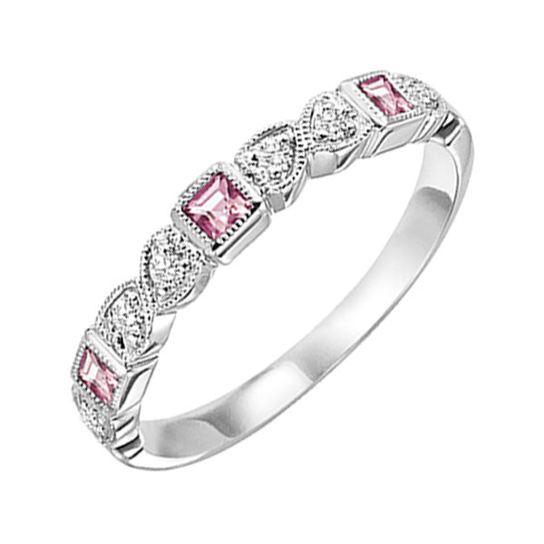 14Kt White Gold Diamond 1/12Ctw & Pink Tourmaline 1/7Ctw Ring – Diamond ...