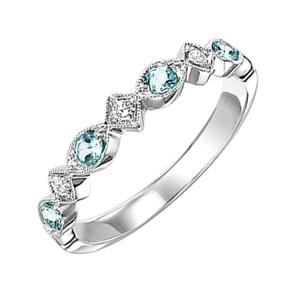 14Kt White Gold Diamond 1/20Ctw & Blue Topaz 1/6Ctw Ring – Diamond ...
