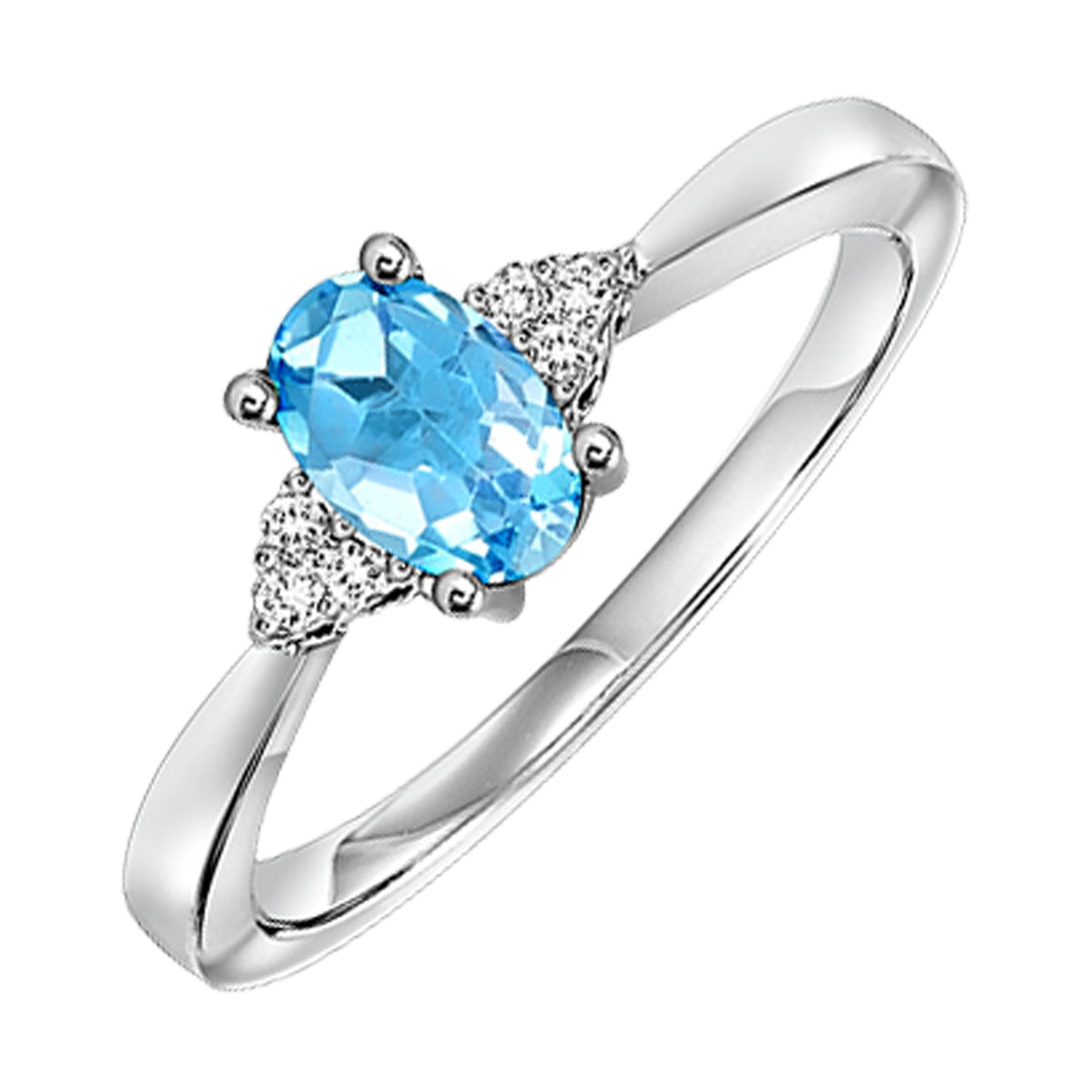 10Kt White Gold Diamond 1/20Ctw & Blue Topaz 1/2Ctw Ring – Diamond ...